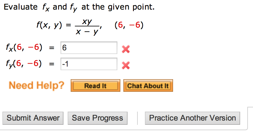 Solved Evaluate Fx And Fy At The Given Point Fx Y Xyx 8754