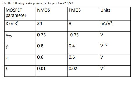 Solved Use the following device parameters for problems | Chegg.com