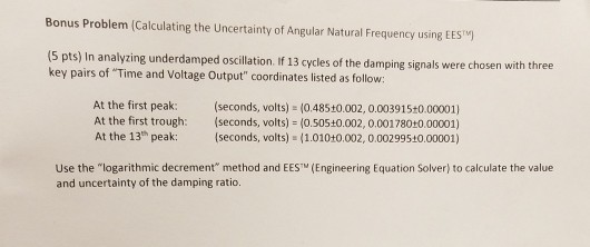 Solved Bonus Problem (Calculating the Uncertainty of Angular | Chegg.com