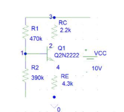 Solved 3. R1RC 470k 22k 2 01 Q2N2222-VCC R2 4 390k 、RE . 10V | Chegg.com