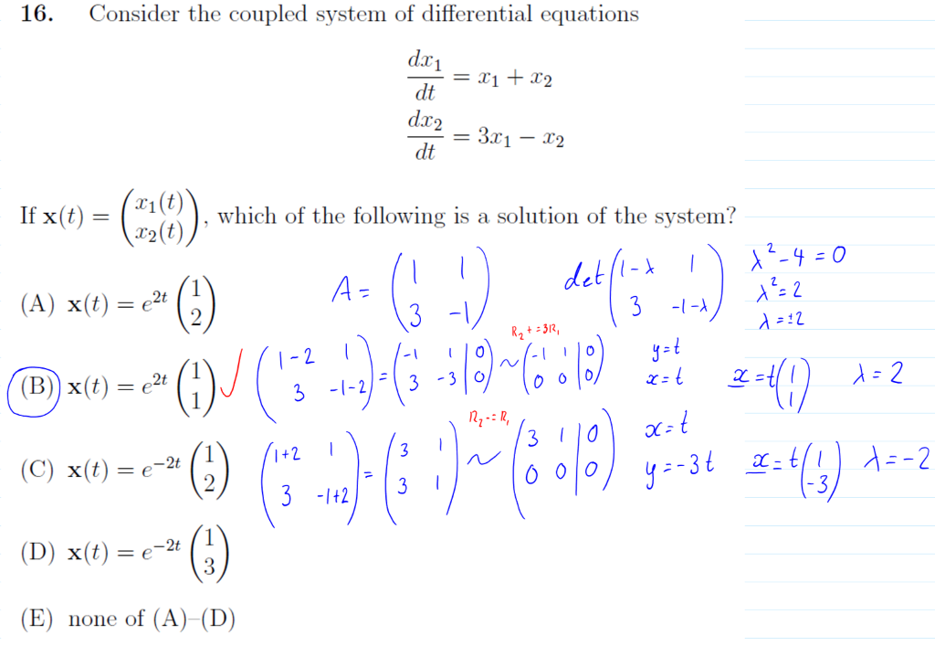 Solved Consider the coupled system of differential equations | Chegg.com