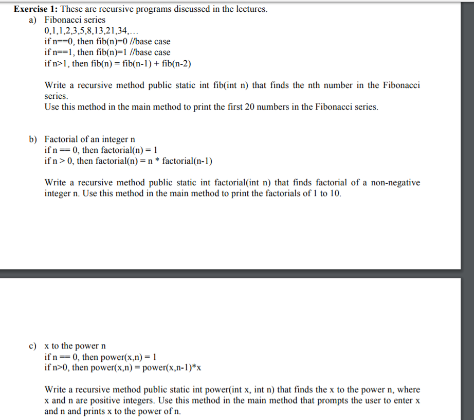 Solved Exercise 1 These Are Recursive Programs Discussed In