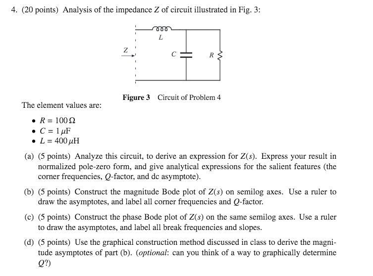 Solved 4. (20 points) Analysis of the impedance Z of circuit | Chegg.com