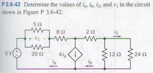 Solved Determine the values of ia, ib, i2, and v1 in the | Chegg.com