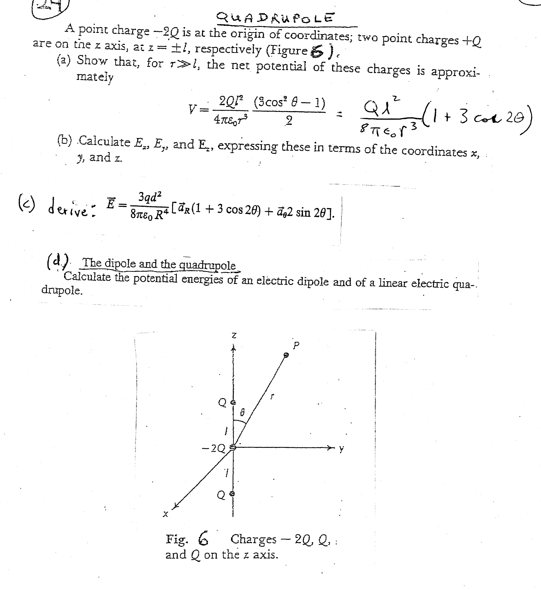 A point charge -2Q is at the origin of coordinates; | Chegg.com