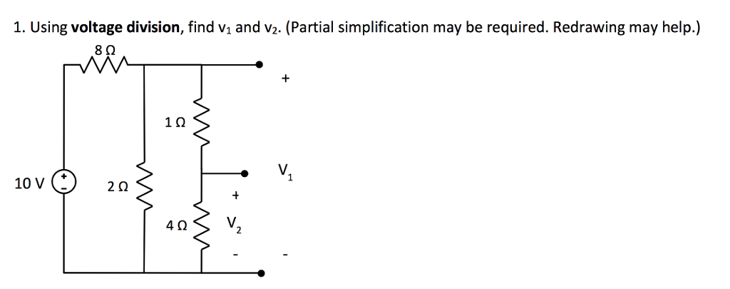 Solved Using voltage division, find v_1 and v_2. (Partial | Chegg.com