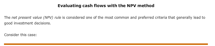 Solved Evaluating cash flows with the NPV method The net | Chegg.com