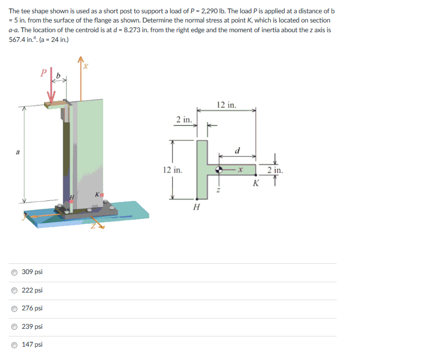 Solved The tee shape shown is used as a short post to | Chegg.com