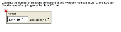 Solved Calculate the number of collisions per second of one | Chegg.com