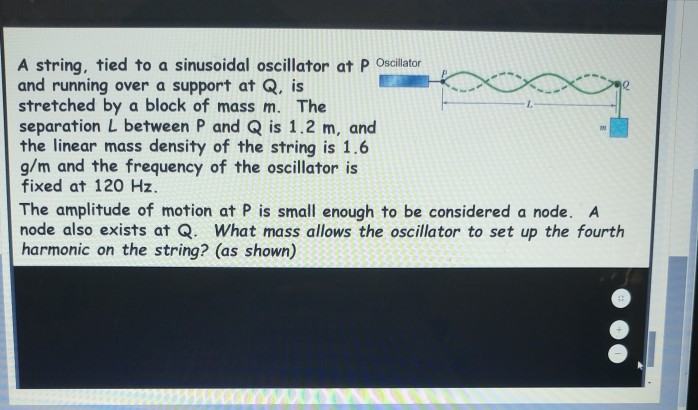 Solved A string, tied to a sinusoidal oscillator at P | Chegg.com