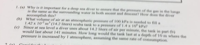 Solved Why is it important for a deep sea diver to ensure | Chegg.com