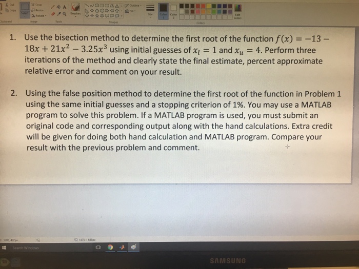 Solved Use the bisection method to determine the first root | Chegg.com