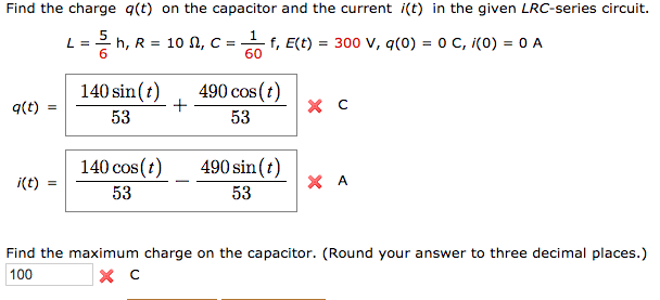 Solved Find the charge q(t) on the capacitor and the current | Chegg.com