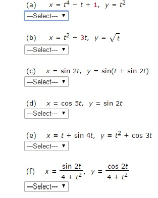 Solved Match the graphs with their parametric equations. | Chegg.com