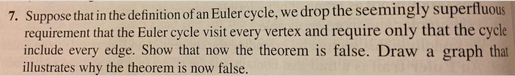 Solved Suppose that in the definition of an Euler cycle, we | Chegg.com