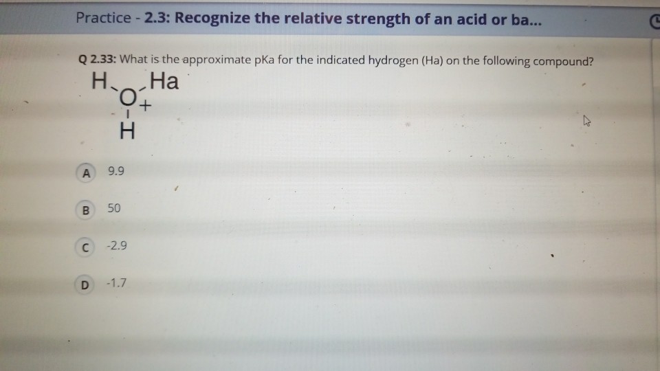 Solved What is the approximate pKa for the indicated | Chegg.com