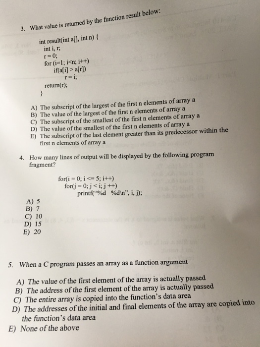 Solved What value is returned by the function result below: | Chegg.com