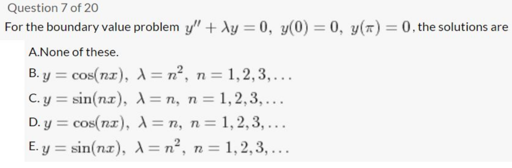 Solved For the boundary value problem y" + lambda y = 0, | Chegg.com