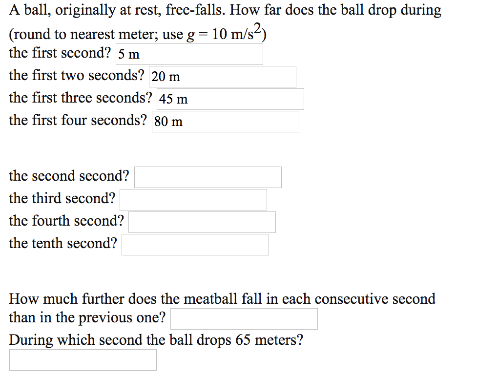 Solved A ball, originally at rest, free-falls. How far does | Chegg.com