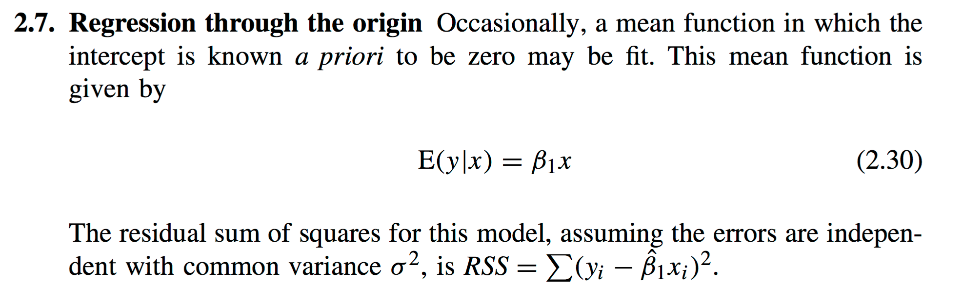 Regression through the origin Occasionally, a mean | Chegg.com