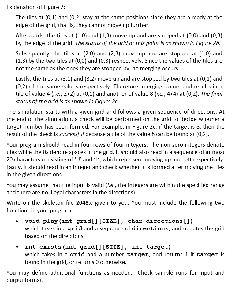 Solved Exercise 2: 2048 Game Problem Statement 2048 is a | Chegg.com