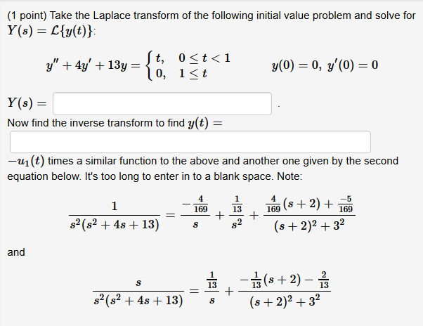 Solved Take the Laplace transform of the following initial | Chegg.com