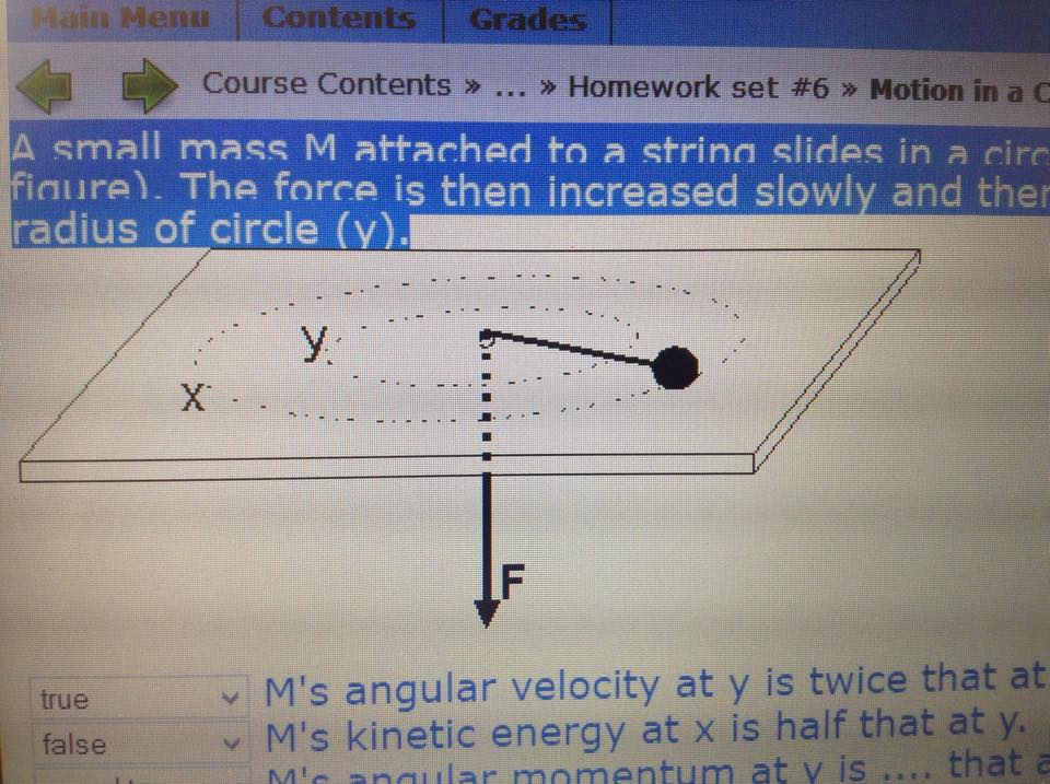 Solved A small mass M attached to a string slides in a | Chegg.com