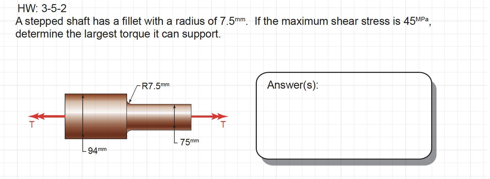solved-a-stepped-shaft-has-a-fillet-with-a-radius-of-7-5-mm-chegg