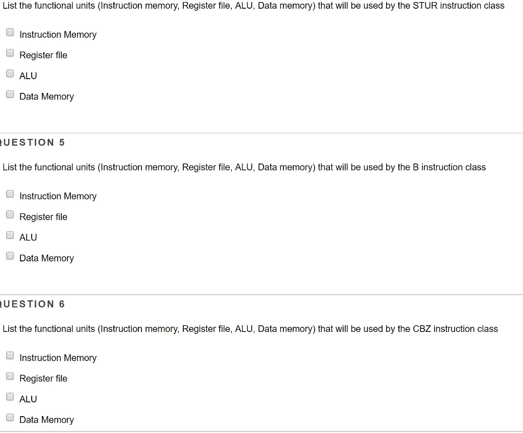 Solved List the functional units (Instruction memory, | Chegg.com
