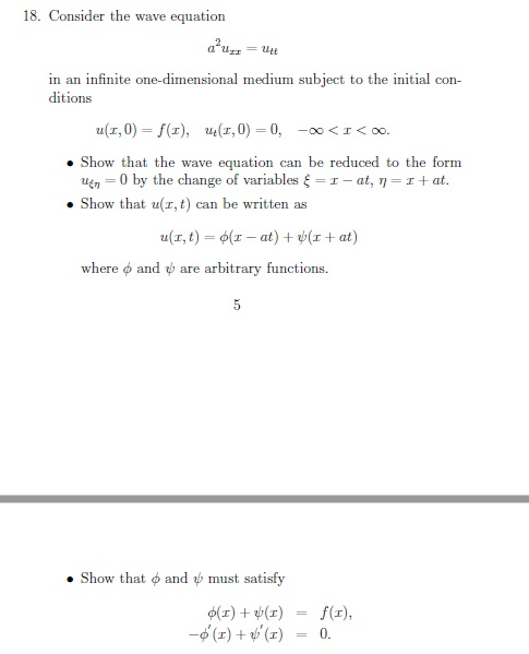 Solved Consider the wave equation a^2u_xx = u_tt in an | Chegg.com
