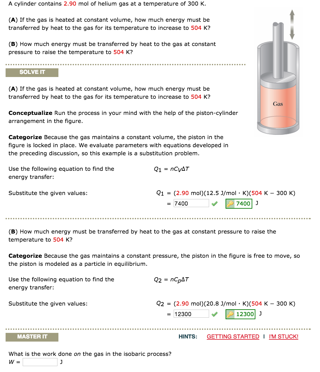 Solved A cylinder contains 2.90 mol of helium gas at a | Chegg.com