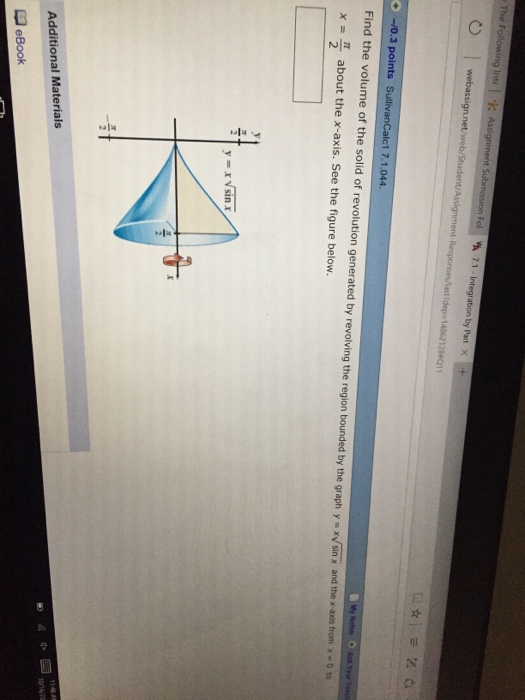 Solved Find the volume of the solid of revolution generated | Chegg.com