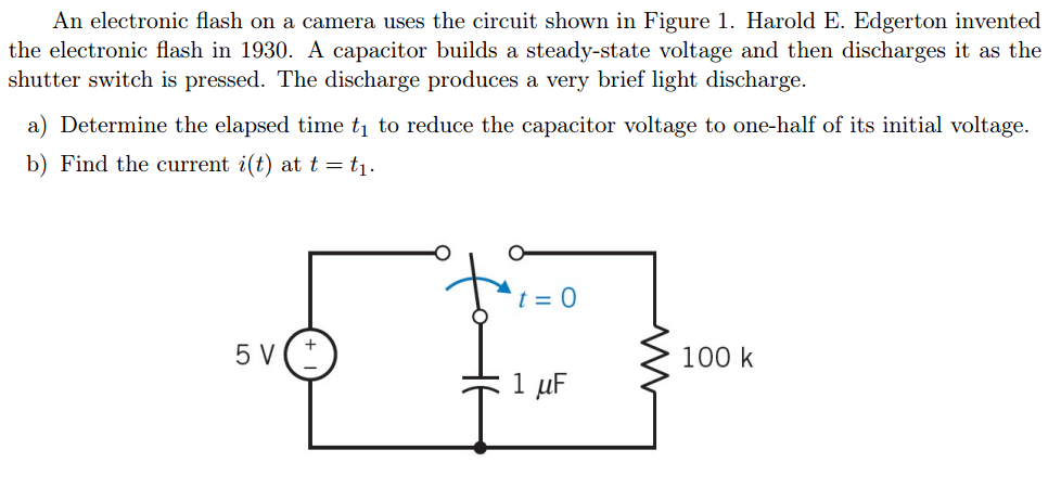 Solved An electronic flash on a camera uses the circuit | Chegg.com
