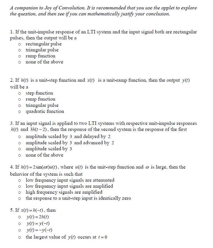 Solved A companion to Joy of Convolution. It is recommended | Chegg.com