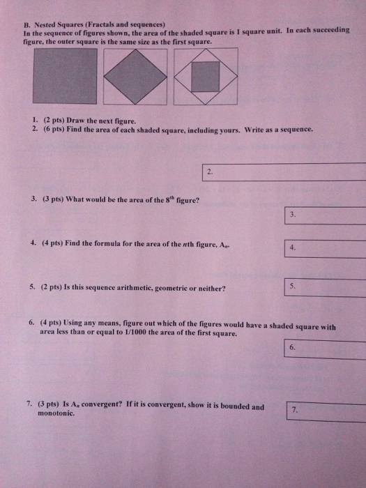 Solved Nested Square (Fractals aid sequences) In the of | Chegg.com