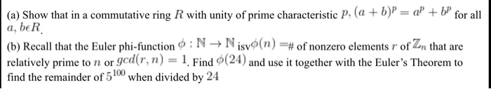 Solved Show that in a commutative ring R with unity of prime | Chegg.com
