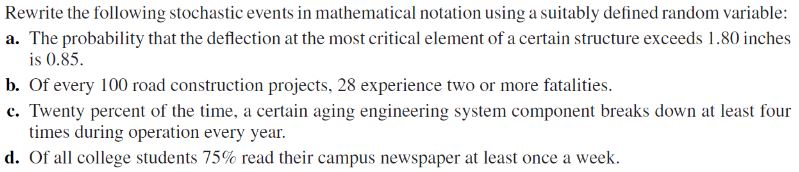 Solved Rewrite the following stochastic events in | Chegg.com