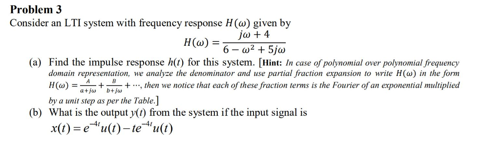 Solved Problem 3 Consider an LTI system with frequency | Chegg.com