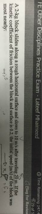 Solved A 2-kg block slides along a rough horizontal surface | Chegg.com