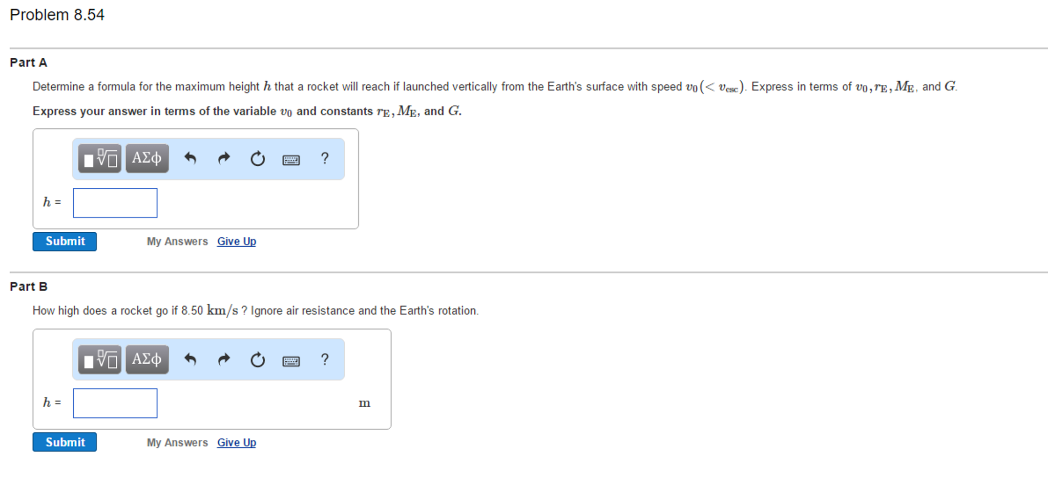Solved Determine a formula for the maximum height h that a | Chegg.com