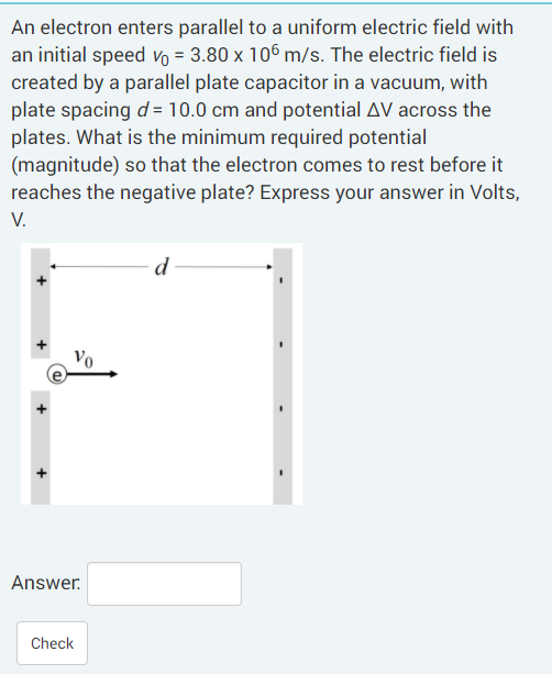 Solved An Electron Enters Parallel To A Uniform Electric