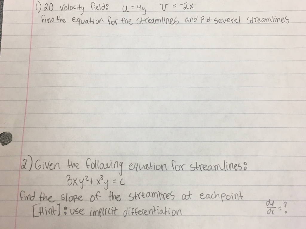 Solved find the equation for the Streamines and Ple several | Chegg.com