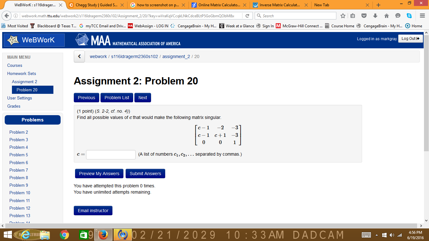 Solved Find all possible values of c that would make the | Chegg.com