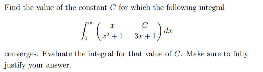 Solved Find the value of the constant C for which the | Chegg.com