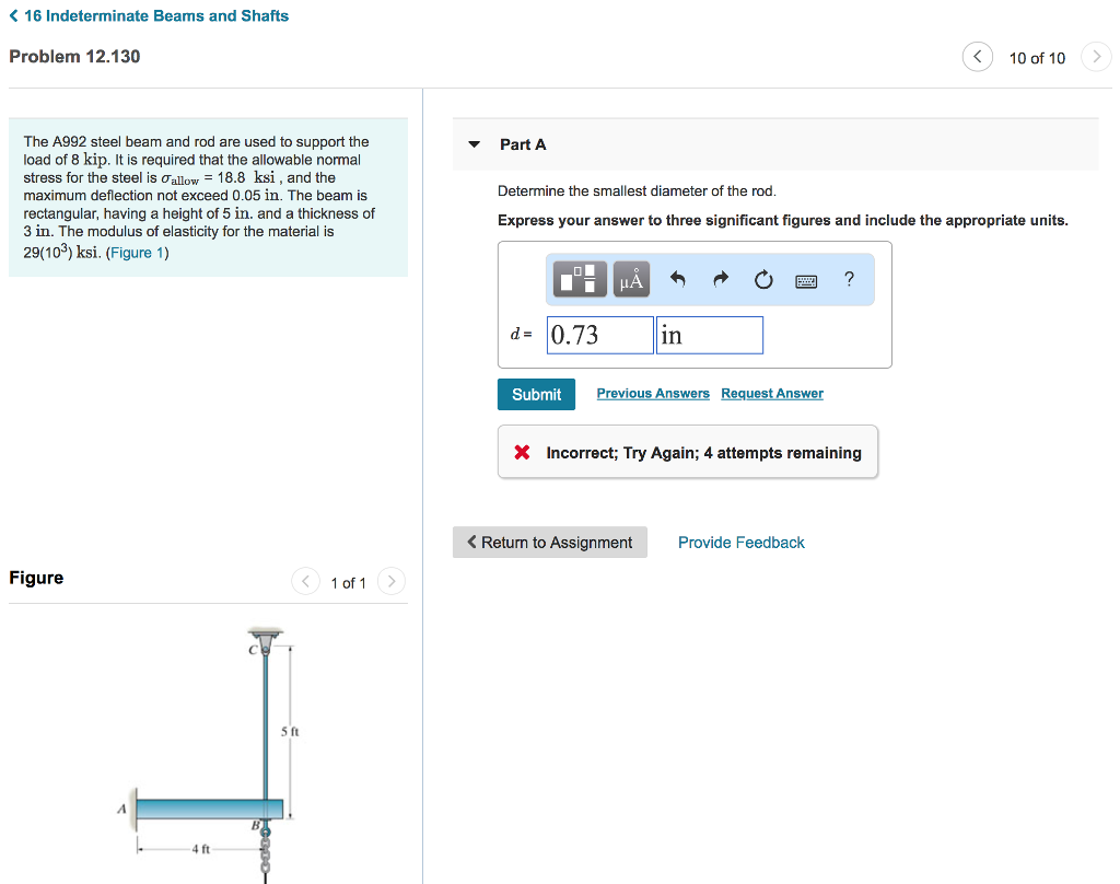 Solved K16 Indeterminate Beams and Shafts Problem 12.130 10 | Chegg.com