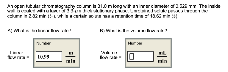 Solved An open tubular chromatography column is 31.0 m long | Chegg.com