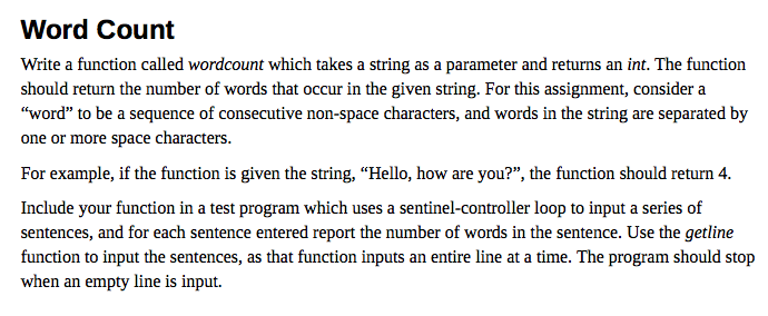 Solved Word Count Write A Function Called Wordcount Which