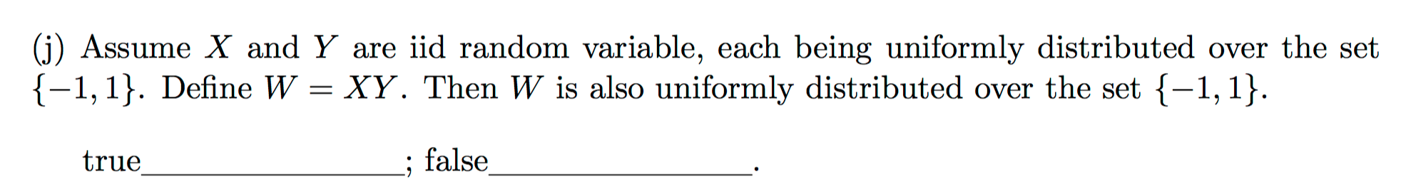 Solved (j) Assume X and Y are iid random variable, each | Chegg.com