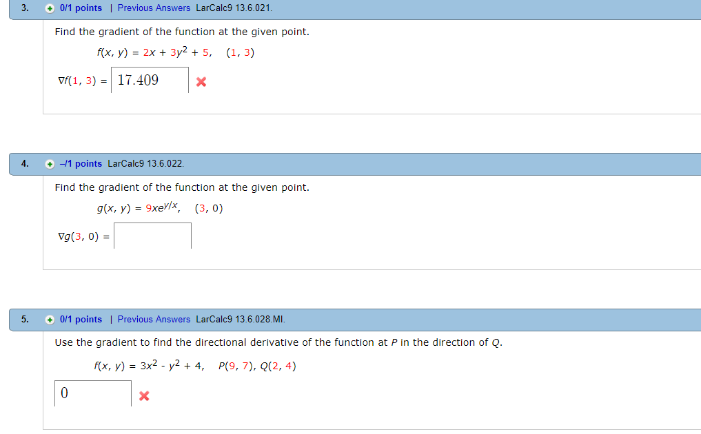 Solved Find the gradient of the function at the given point. | Chegg.com