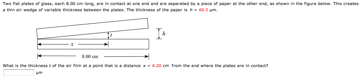 Two flat plates of glass, each 8.00 cm long, are in | Chegg.com